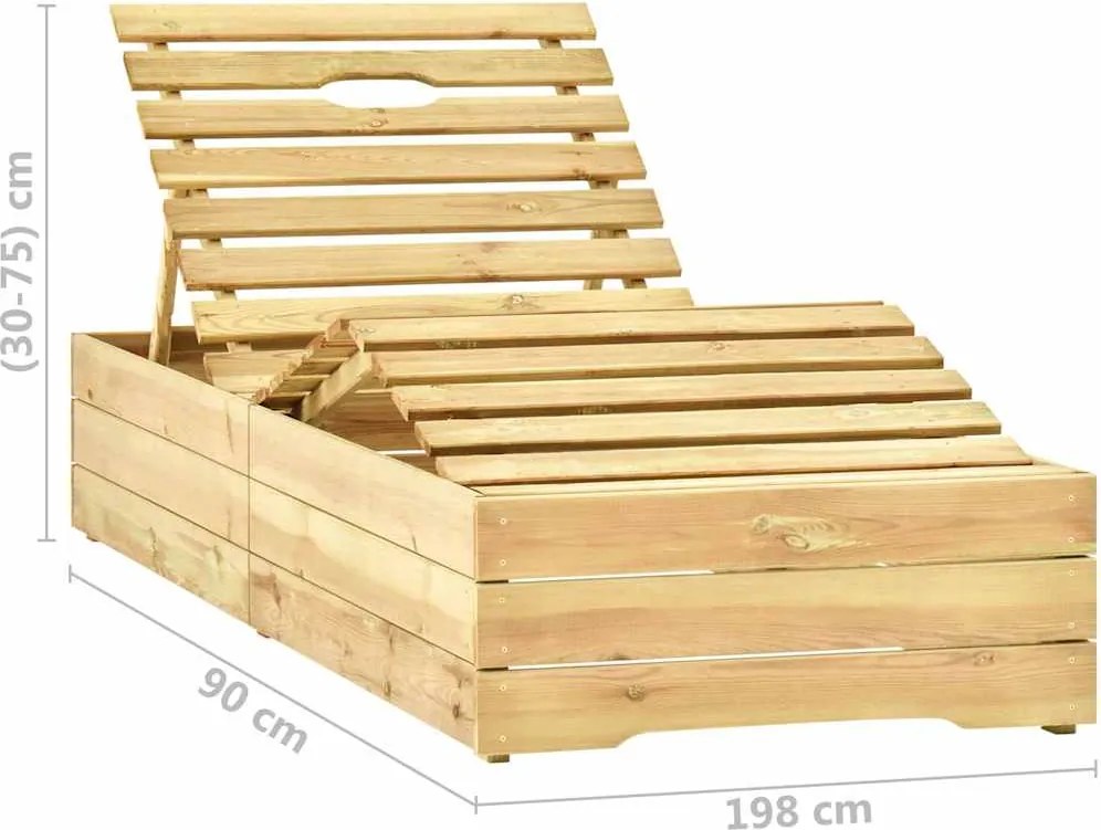 Zahradní lehátko se stolkem a poduškou impregnovaná borovice 3065962