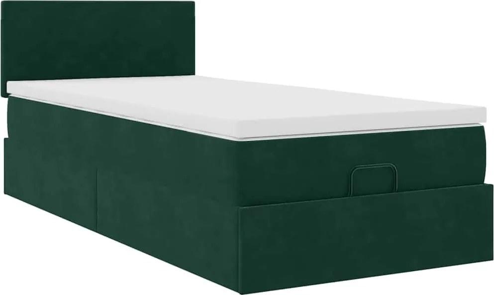 Osmanský rám postele s matrací tmavě šedá 80x200cm samet 3311666