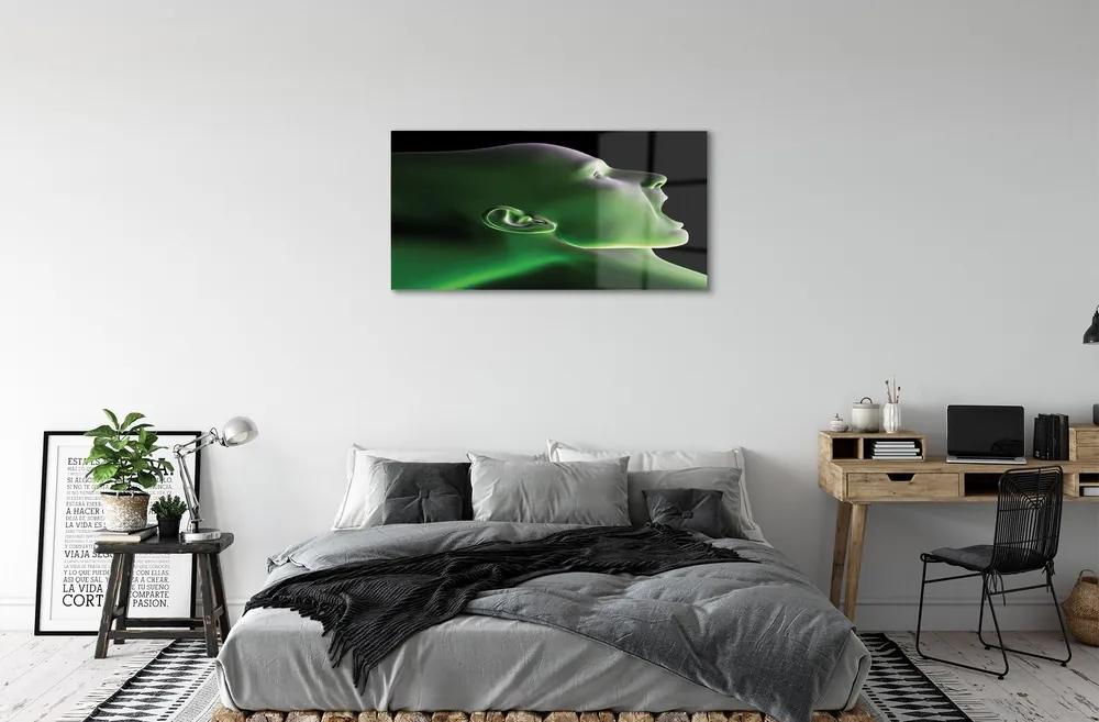 Obraz na skle V čele muž zelenou 100x50 cm