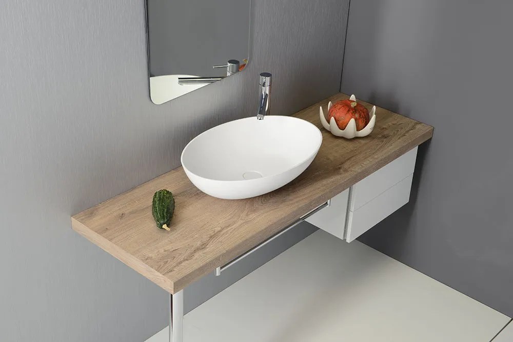 Sapho Sapho, THIN oválné umyvadlo 600x400x145mm, na desku, matná bílá, WN893