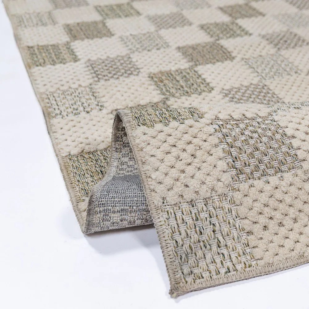 Zelený pratelný koberec s příměsí bavlny 155x230 cm Muted Checkerboard – Flair Rugs