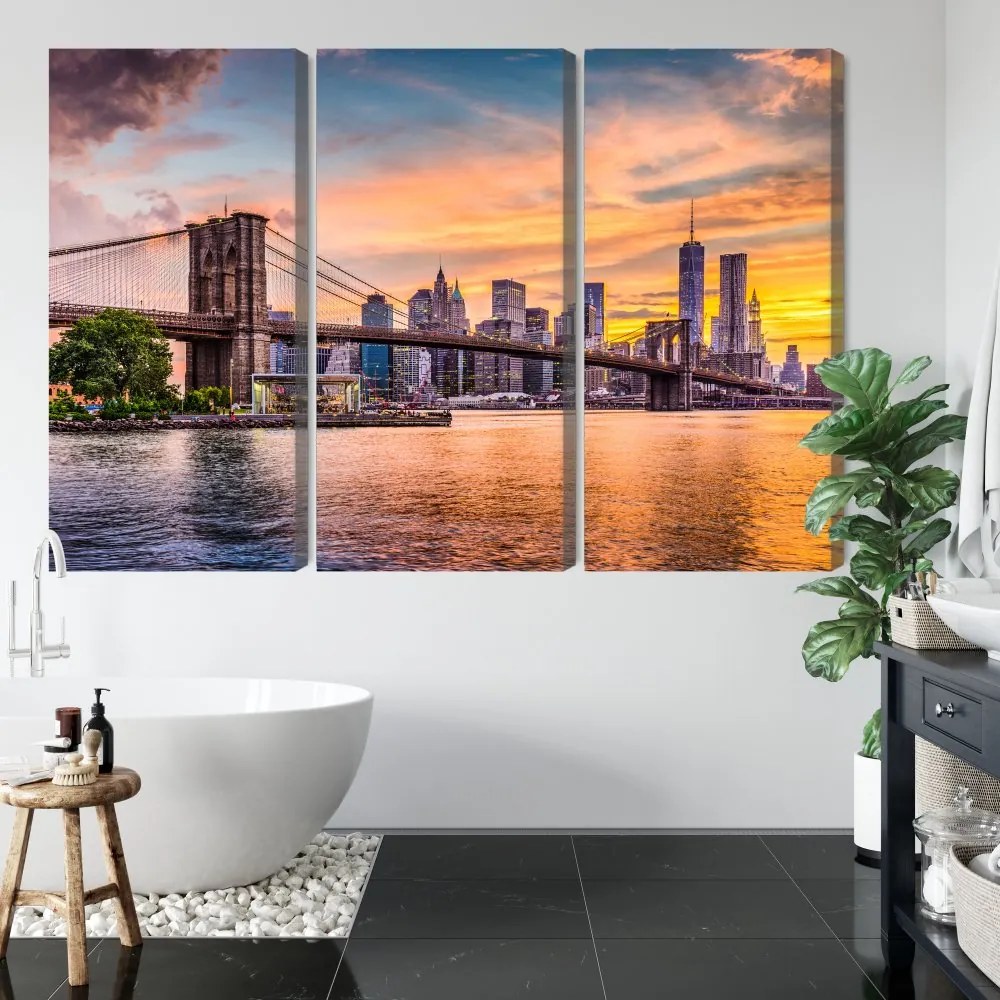 Vícedílný obraz New York City Panoramatická Krajina Nedostatek Nedostatek Plátno Canvas 60x40