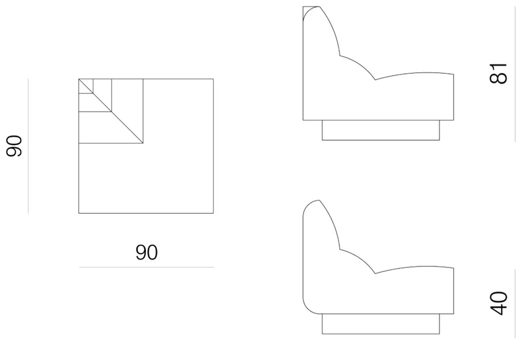 Prostoria designové sedačky Layout Sofa Outercorner Seat L