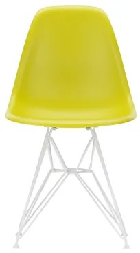 Eames Plastic Chair DSR bíle lakovaná hořčicová černé na tvrdou podlahu Vitra