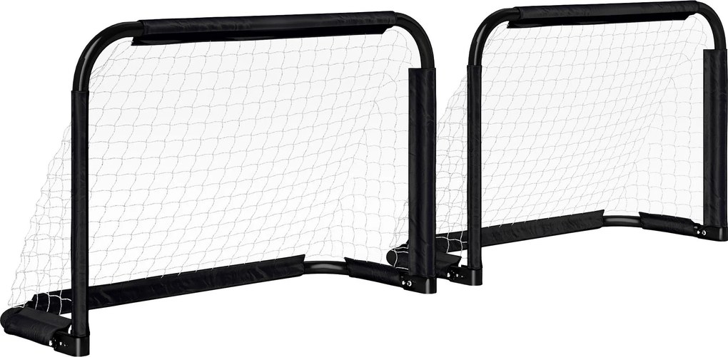 HOMCOM Sada fotbalových branek 2 ks, skládací fotbalové branky s kovovým rámem pro děti a dospělé, zahrada, 90 x 36 x 60 cm, černá | Aosom