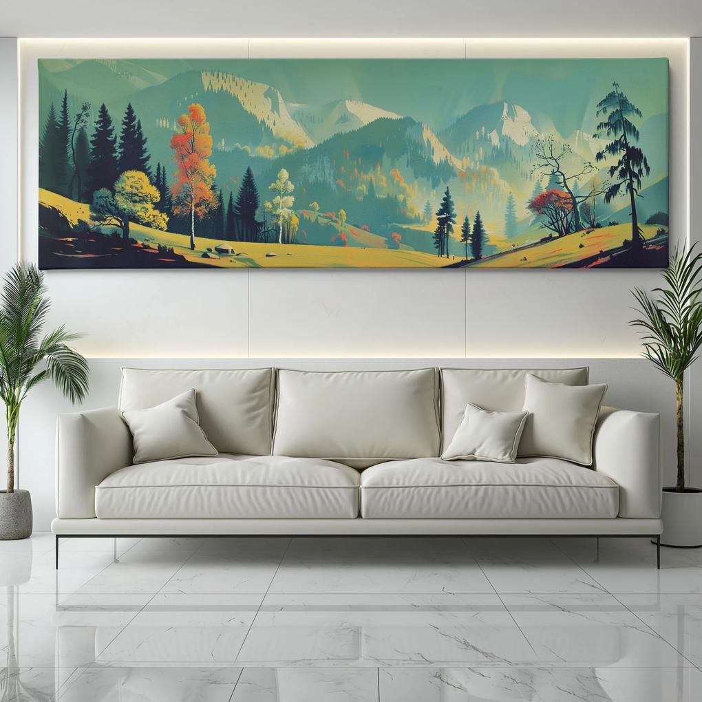 Obraz na plátně - Stromy na velké mýtině FeelHappy.cz Velikost obrazu: 180 x 60 cm