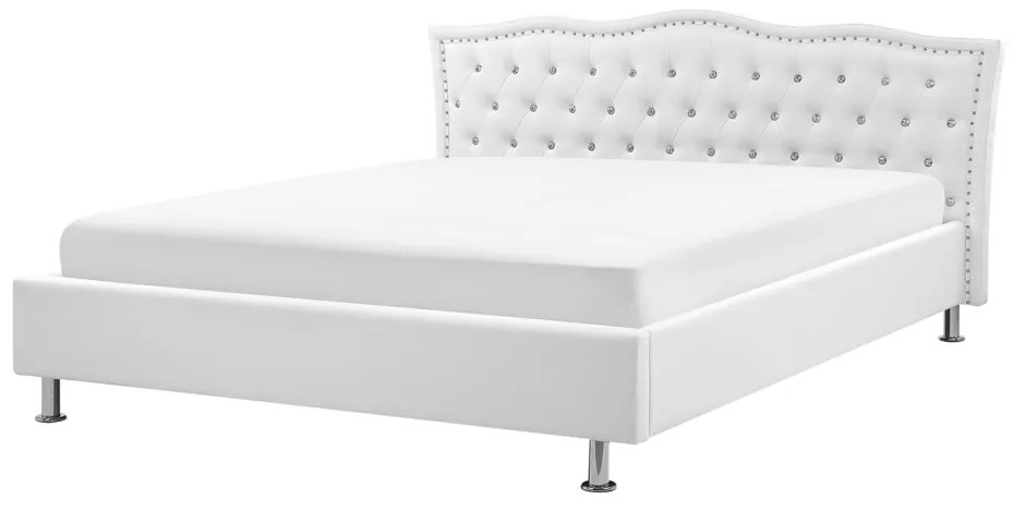 Bílá kožená postel Chesterfield 180x200 cm - METZ