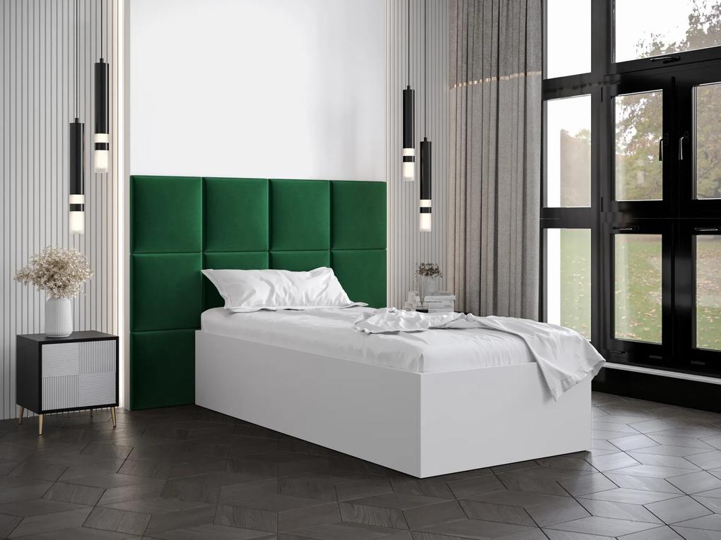 Jednolůžková postel s čalouněným čelem 90 cm Brittany 4 (bílá matná + zelená) (s roštem). 1046026