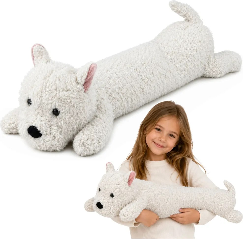 LEAN Toys Velký plyšový pes plemene West Highland – plyšová hračka, maskot, bílý, 90 cm