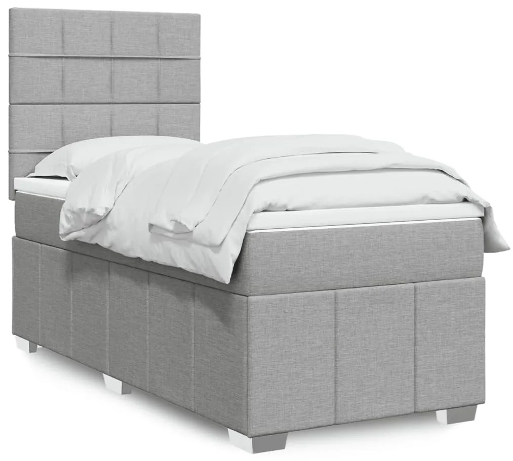 Box spring postel s matrací světle šedá 80 x 200 cm textil 3291495