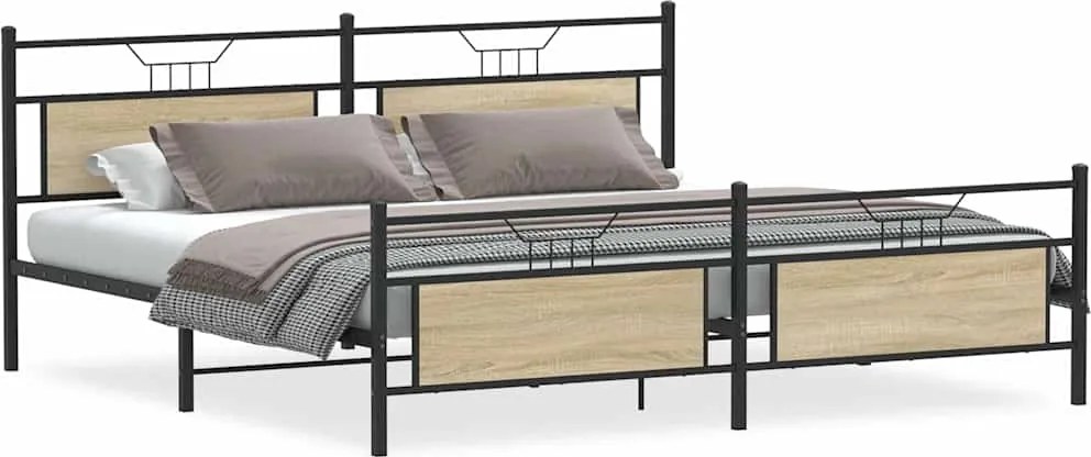 Kovový rám postele bez matrace dub sonoma 193 x 203 cm 3325100