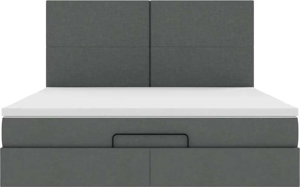 Osmanský rám postele s matrací tmavě šedý 200x200cm textil 3313100