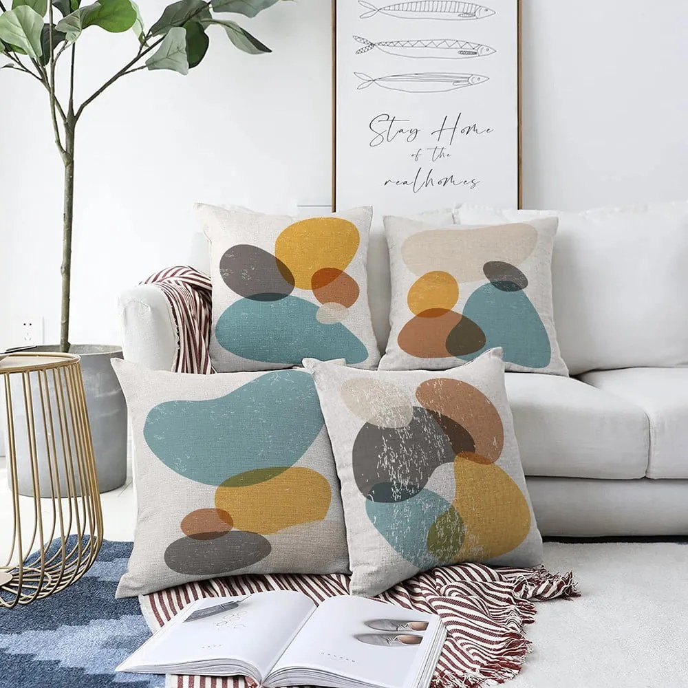 Sada 4 povlaků na polštáře Minimalist Cushion Covers Stones, 55 x 55 cm