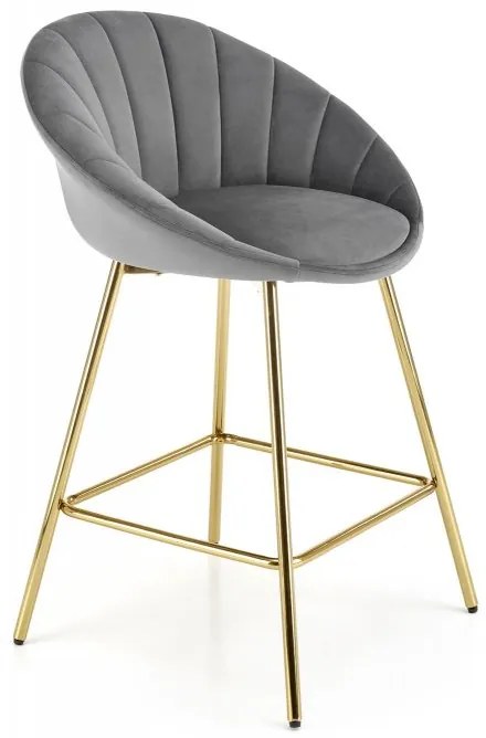 Barová židle- H112- Šedá/ Zlatá