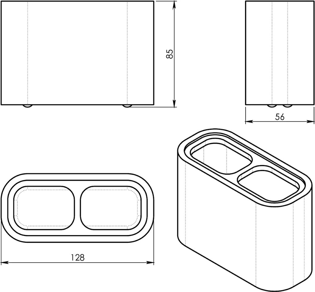 Gedy Gedy, NINFEA pohár na postavení, bílá matná/bambus, 139802