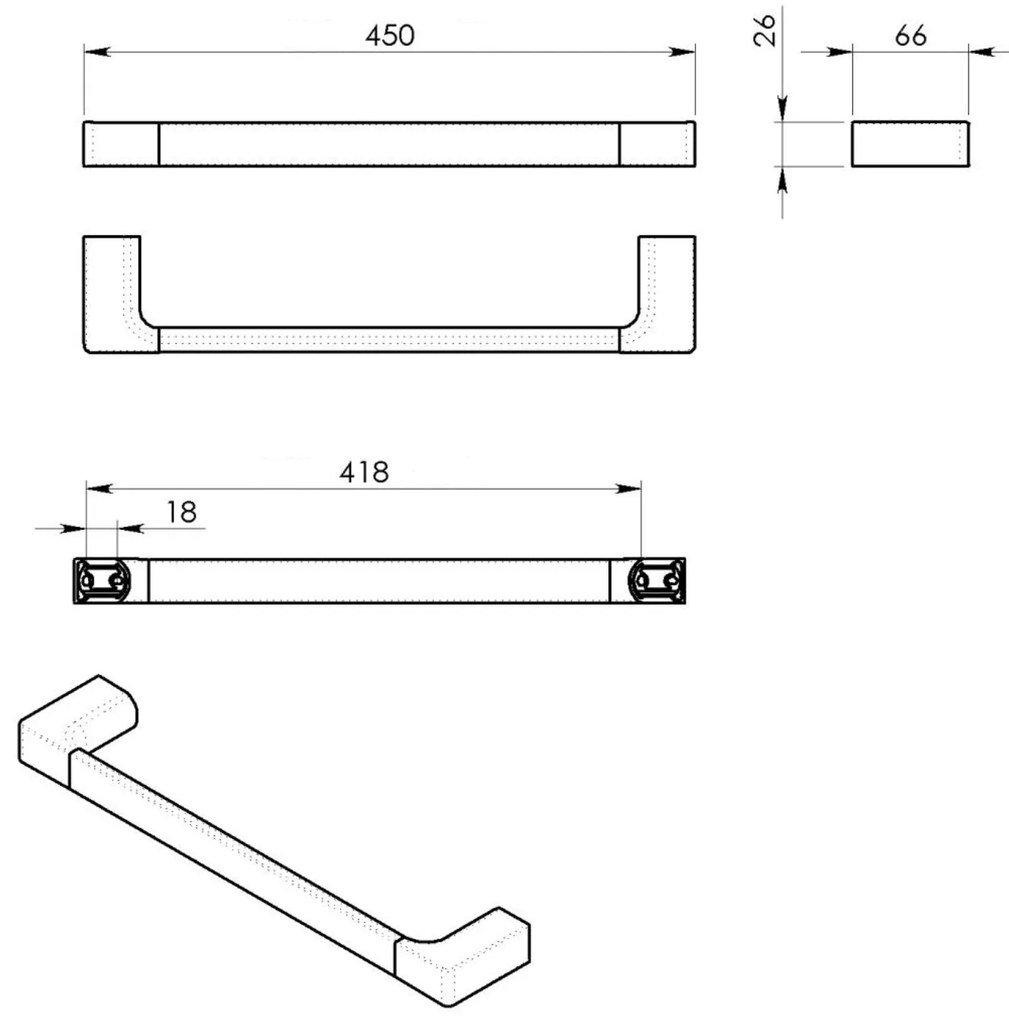 Gedy, PIRENEI držák ručníků 450x66mm, bílá matná, PI214502