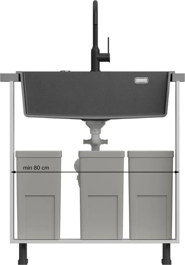 Černý kuchyňský granitový dřez QUADRON Marc 110 s příslušenstvím bez baterie