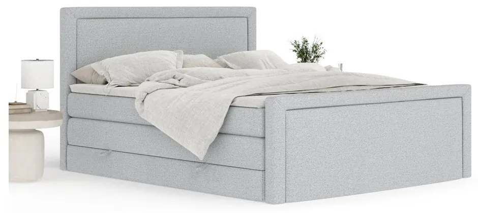 Světle šedá boxspring postel s úložným prostorem 160x200 cm Lavenda – Maison de Rêve