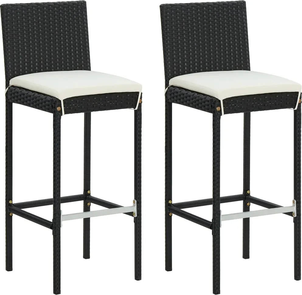 3dílný zahradní barový set s poduškami černý polyratan 3187641