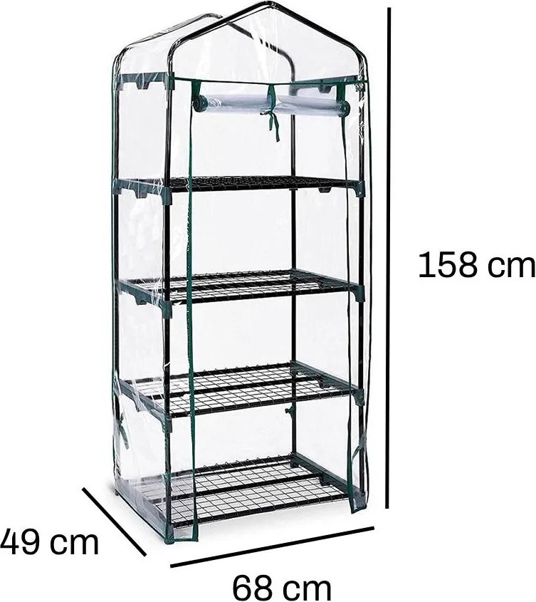 Mini fóliový skleník s policemi BestBerg BBGH-158 / 68 x 49 x 158 cm / černá/transparentní