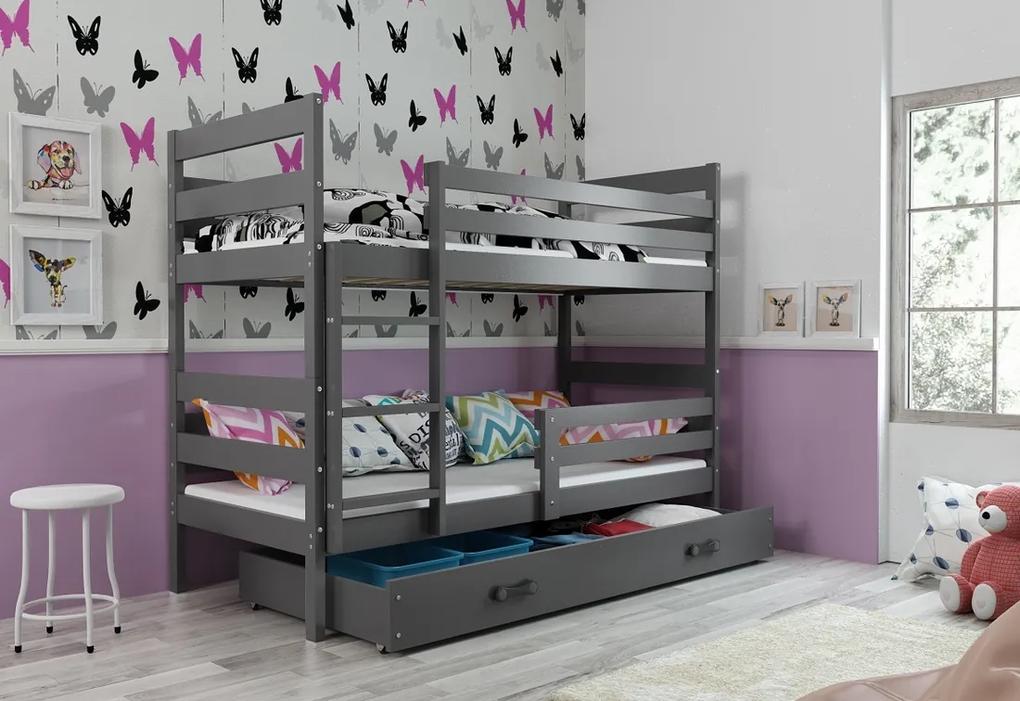 Patrová postel RAFAL 2 + ÚP + matrace + rošt ZDARMA, 80x160 cm, grafit, grafit