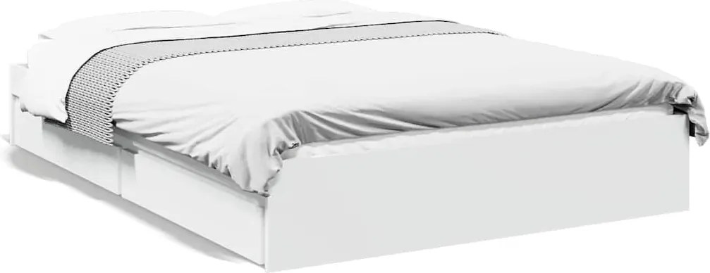 Rám postele se zásuvkami bílý 140 x 190 cm kompozitní dřevo 3280685