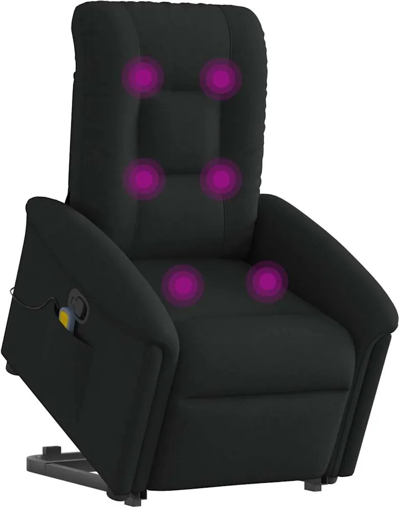 Zvedací masážní polohovací křeslo černé textil 3303266
