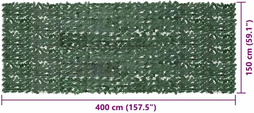 Balkónová zástěna s tmavě zelenými listy 400 x 150 cm 315492