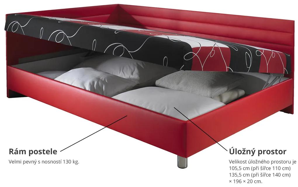 NEW DESIGN postele Čalouněná postel ELITE s čely a úložným prostorem, matrace a rošt v ceně, 140×200 cm Velikost postele: 140 × 200 cm, Strana: Levá