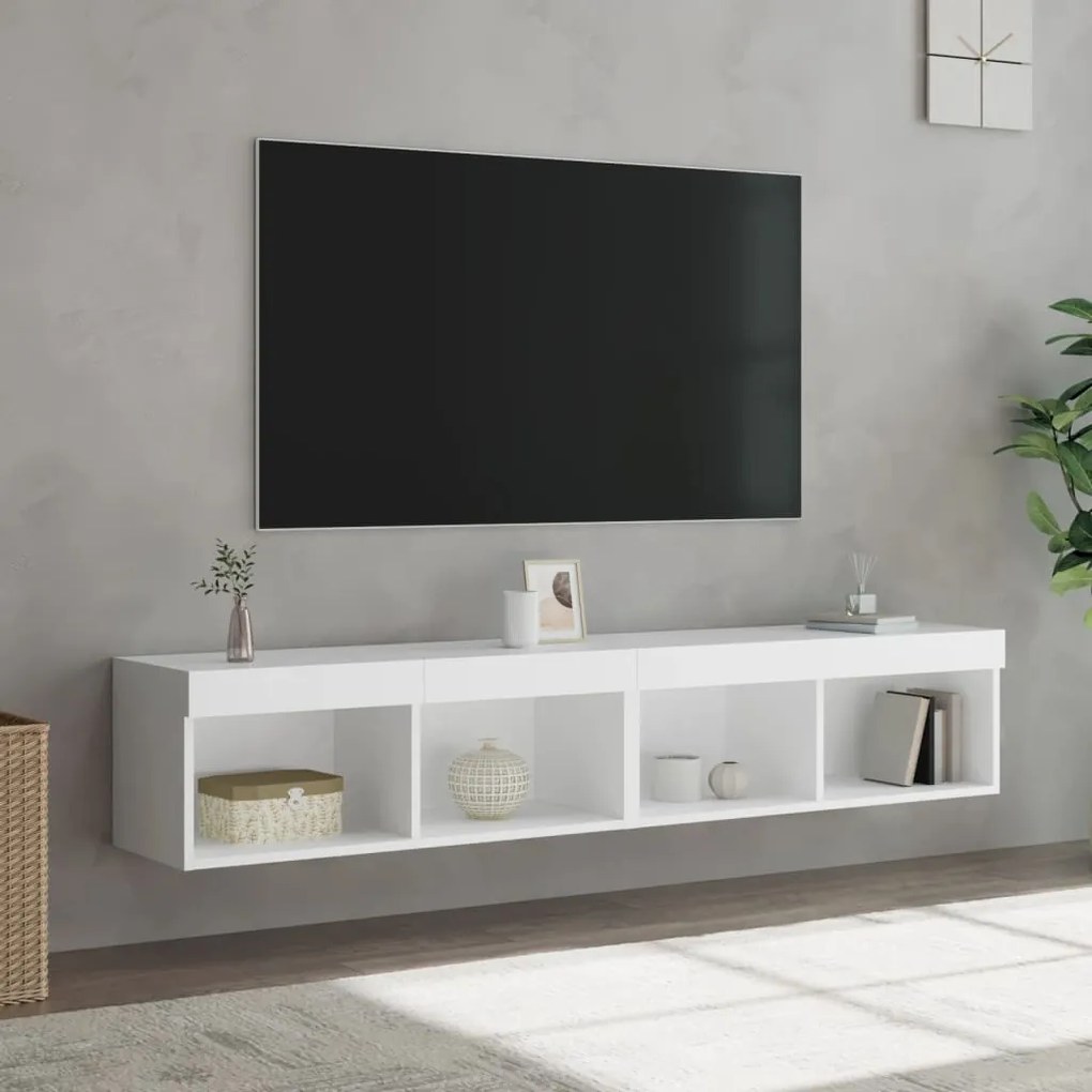 TV skříňky s LED osvětlením 2 ks bílé 80 x 30 x 30 cm - Default Title