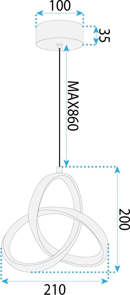 Toolight Toolight, LED závěsné osvětlení 13W, 500lm, 4000K, APP1783-CP, bílá, OSW-08969