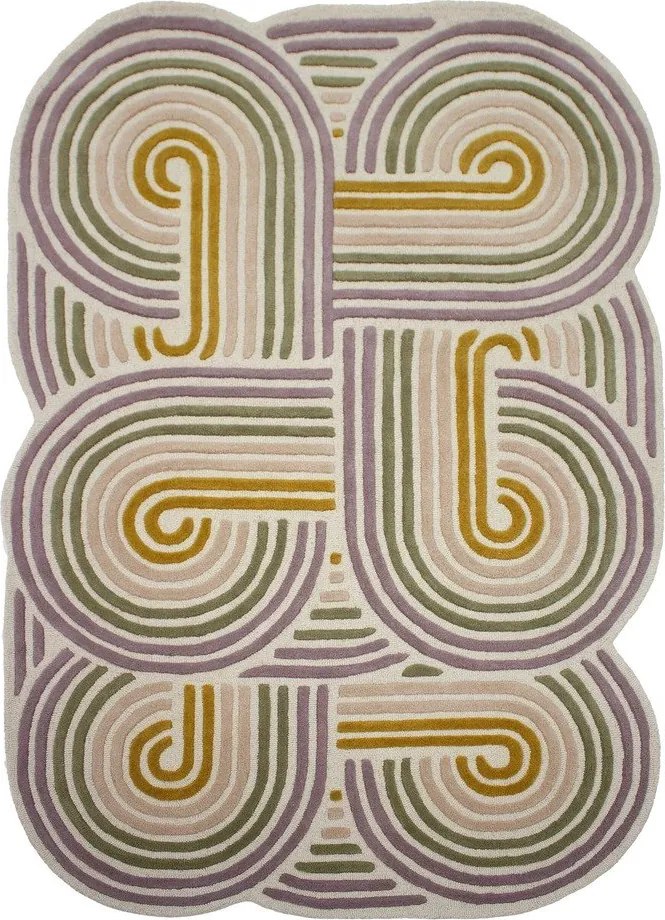Zelený ručně tkaný vlněný koberec 160x230 cm Spiral Shaped – Flair Rugs