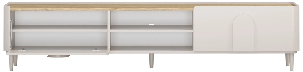 TV stolek Amilio 220 cm na nožkách - kašmírová / dub olejovaný / kašmírové úchytky