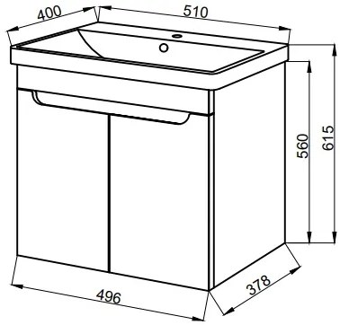 Lavedo Sempre 51 závěsná koupelnová skříňka s umyvadlem