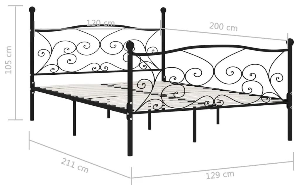 Rám postele s laťkovým roštem černý kov 120 x 200 cm,  284456 HangarStore.cz