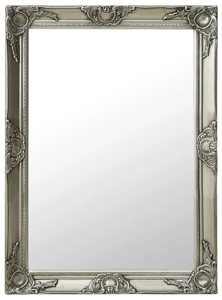 320338 vidaXL Nástěnné zrcadlo barokní styl 60 x 80 cm stříbrné
