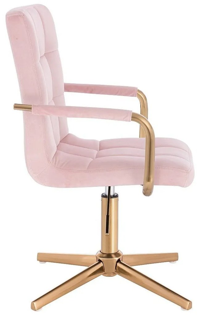 LuxuryForm DESIGN Otočná židle VERONA GOLD VELUR na zlatém kříži - růžová