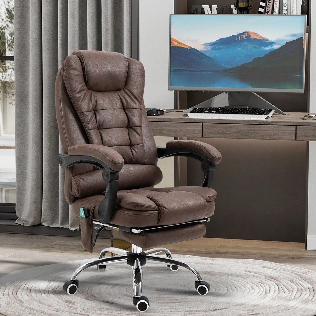 Kancelářská židle Vinsetto s masážní funkcí, ergonomická kancelářská židle s funkcí polohování a vyhřívání, výškově nastavitelná počítačová židle s p…