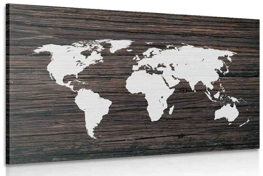 Obraz mapa světa na dřevě Varianta: 90x60