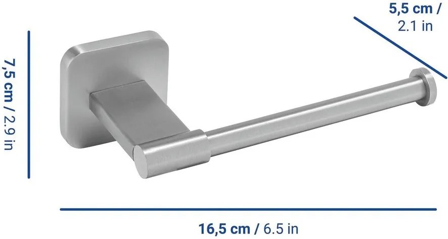 Držák na toaletní papír bez vrtání Turbo-loc z nerezové oceli v matně stříbrné barvě Porto – Wenko