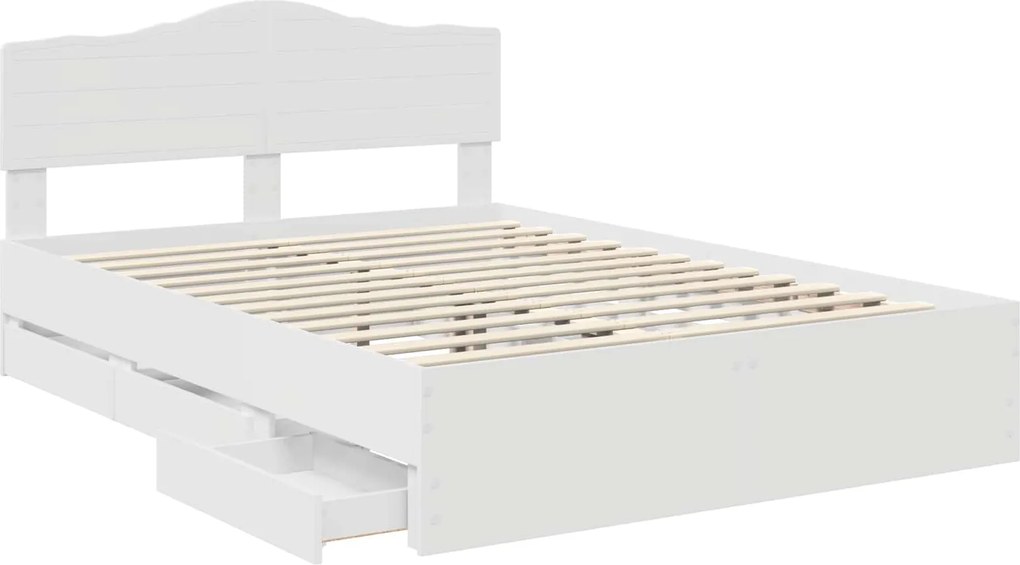 Rám postele se zásuvkou Bílá 140 x 190 cm Inženýrské dřevo 3413005
