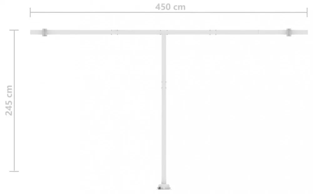Ručně zatahovací markýza s LED světlem 400x350 cm Dekorhome Bílá / žlutá