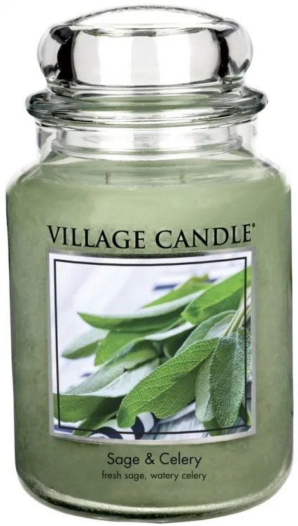 Village Candle Vonná svíčka ve skle, Svěží šalvěj - Sage Celery, 26oz Premium