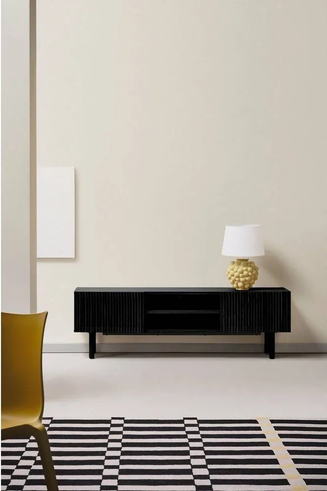 Černý TV stolek v dekoru jasanu 160x50x43 cm Sion – Jotex