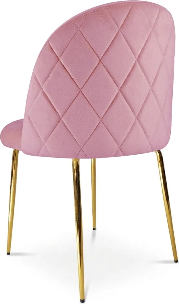 Jídelní židle INCA VELVET se zlatými nohami, růžová