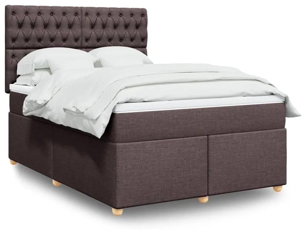 Box spring postel s matrací tmavě hnědá 160x200 cm textil