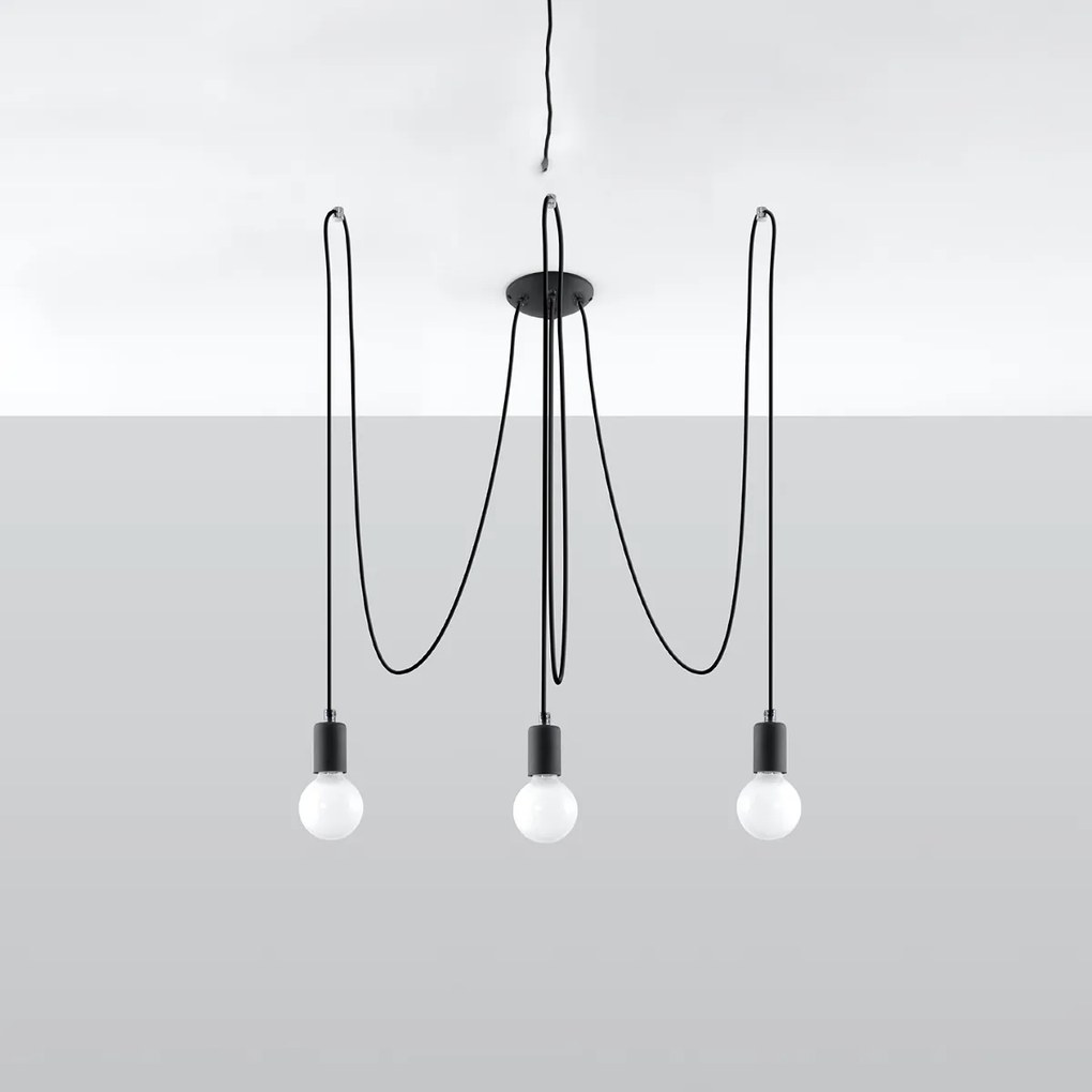 Sollux Lighting Lustr EDISON 3 černý