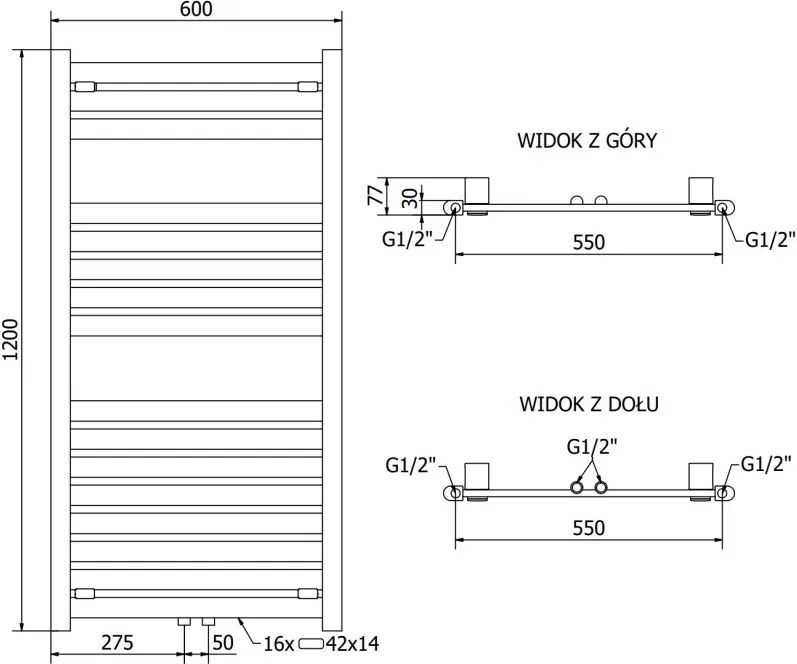 Mexen Uran elektrický radiátor 1200 x 600 mm, 600 W, černý - W105-1200-600-2600-70