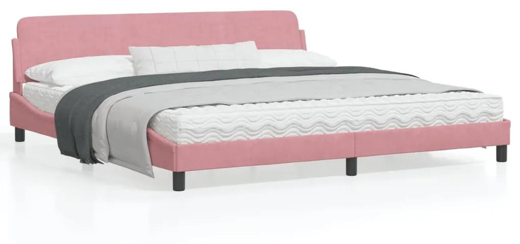 Rám postele s čelem růžový 200x200 cm samet - Default Title
