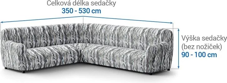 Bielastické potahy OCEANO NOVÉ šedo-modré rohová sedačka (š. 350 - 530 cm)